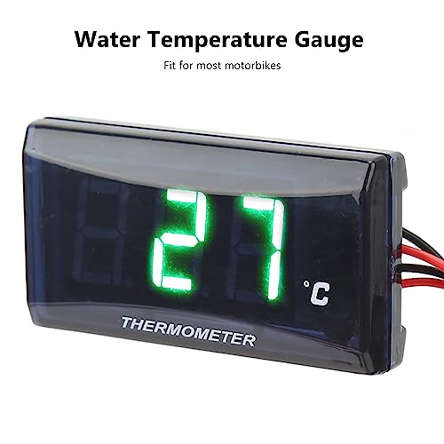 Motorcycle Water Temperature Gauge, Motorcycle Water Temperature Meter Motorcycle Water Thermometer 2.24 X 1.14 X 0.51in with 22mm Sensor Adapter for Most Motorbikes (Green)