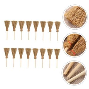 MUSISALY 18pcs Mini Broom Mini Broom Straw Brooms Craft Tiny Witch Broom Haunted House Props Broom Hanging Decoration Halloween Witch Broom Cosplay Broom Prop Toys Khaki Pine Wood