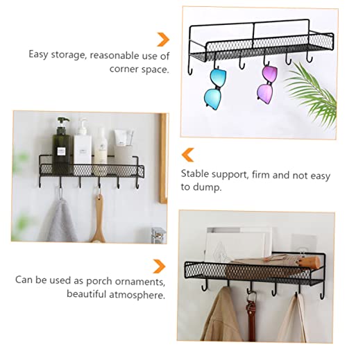 Cabilock 1pc Wrought Iron Storage Mounted Shelves Floating Shelf Wall Mounted Kitchen Wall Rack Shelf Holders Pegs Wall Mount Shelves Wall Mounted Storage Rack Black