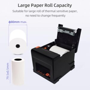 Yosoo Receipt Printer, Small Printer Thermal with USB Connection and 80mm Diameter Paper Roll USB Printer for Easy and Clear Printing (US-3)