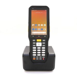 rugged android handheld pda warehouse inventory barcode scanner, integrated zebra 2d scan engine, physical keypad, gps, wifi & 4g for wms & logistics & charge dock