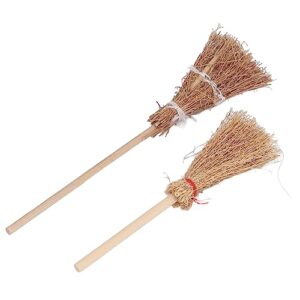 20Pcs Mini Broom Hanging Decoration, Miniature Artificial Mini Straw Brooms, Halloween Straw Craft Decoration Witches Accessory, Simulation Witch Brooms for Costume Cosplay Party