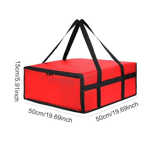 Llazsybz Pizza Delivery Insulated Bag for Food Transport with Dual Zippers, 50cmx50cmx15cm