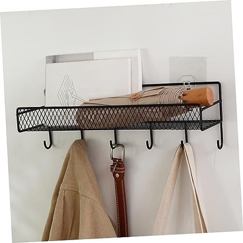 Cabilock 1pc Wrought Iron Storage Mounted Shelves Floating Shelf Wall Mounted Kitchen Wall Rack Shelf Holders Pegs Wall Mount Shelves Wall Mounted Storage Rack Black