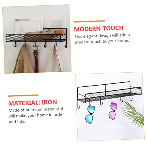 Cabilock 1pc Wrought Iron Storage Mounted Shelves Floating Shelf Wall Mounted Kitchen Wall Rack Shelf Holders Pegs Wall Mount Shelves Wall Mounted Storage Rack Black