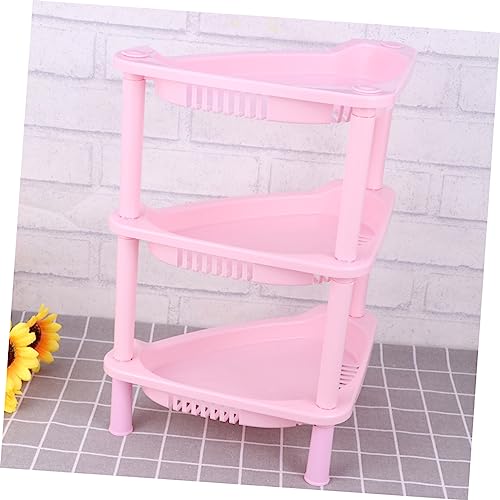 MUSISALY 3 Pink Corner Shelf Organizer Storage Shelf Rack Bathroom Shelves Desk Stand Rack