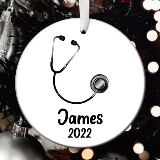 Personalized Stethoscope Christmas Ornament, Custom Stethoscope Name Year Ornament, Stethoscope Tree Ornament, Stethoscope Gift, Gift for Christmas