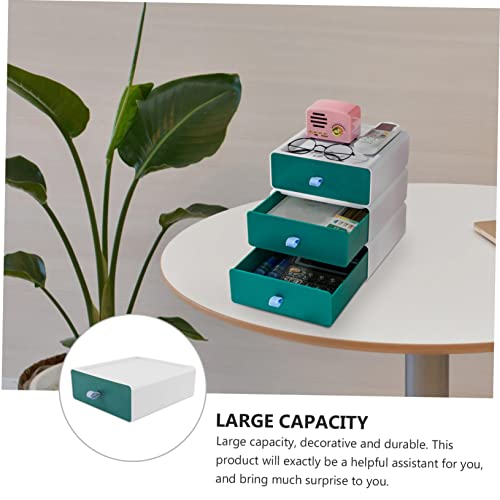 CAXUSD 1pc Storage Box Locker Sundries Container Desktop Storage Case Drawer Storage Cabinet Stocking Storage Container Single Stackable Drawer White Storage Drawers Plastic Green