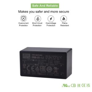 FerroFab IRM-05-12 12V 0.42A 5W Single Output AC-DC PCB Mount Power Supply, 85-305VAC/120-430VDC Input, Ultra-Compact, Class II Isolation,UL/TUV/CB, for Industrial Automation, Machinery and More