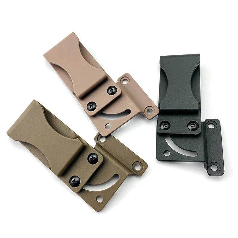 2 Sets Nylon Pocket Clip with Screws Fits for Kydex Sheath Knife Case, Universal Deep Carry Back Clip DIY Accessory(Brown,Medium)