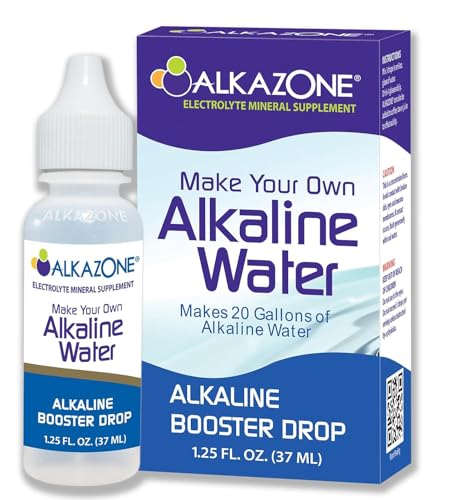 Alkazone Alkaline Water Drops, 1.25 fl oz, Makes 20 Gallons of Alkaline Water and PH Test Striips