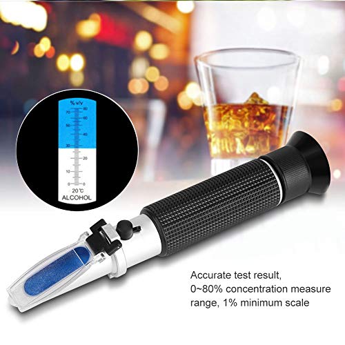 Alcohol Refractometer, Professional Handheld Alcohol 0-80% Test Refractometer Tester Meter Measure Instrument