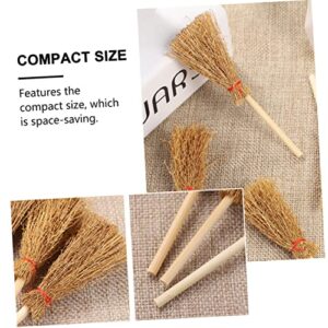 MUSISALY 18pcs Mini Broom Mini Broom Straw Brooms Craft Tiny Witch Broom Haunted House Props Broom Hanging Decoration Halloween Witch Broom Cosplay Broom Prop Toys Khaki Pine Wood