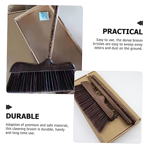 Gogogmee Home Use Broom Clean Brush Dustpan Household Home Cleaning Equipment Kitchen Cleaning Broom Sweeping Trash Thick Broom Floor Brooms Handle Cleaning Broom Sweeper Sweep Broom Wooden