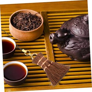 Gogogmee Small Broom Pendant Broom Desktop Broom Sweeping Hand Broom Keyboard Broom Whisk Broom for Tea Ceremony Natural Whisk Broom Tea Ceremony Broom Small Cleaning Broom Brown Silk