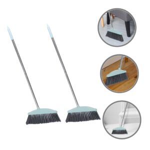 Levemolo 2pcs Stainless Steel Broom Angle Broom Large Broom Floor Cleaning Broom Market Broom Room Cleaning Broom Sweeper Broom Brooms for Sweeping Indoor Outdoor Broom Plastic Blue