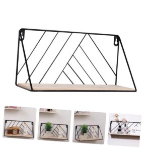 MUSISALY Wrought Iron Storage Mount Shelves Wall Mount Bookshelf Wall Mounted Shelves Live Shelf Hanging Shelves for Wall Storage Shelf Storage Shelves Metal Rack Black