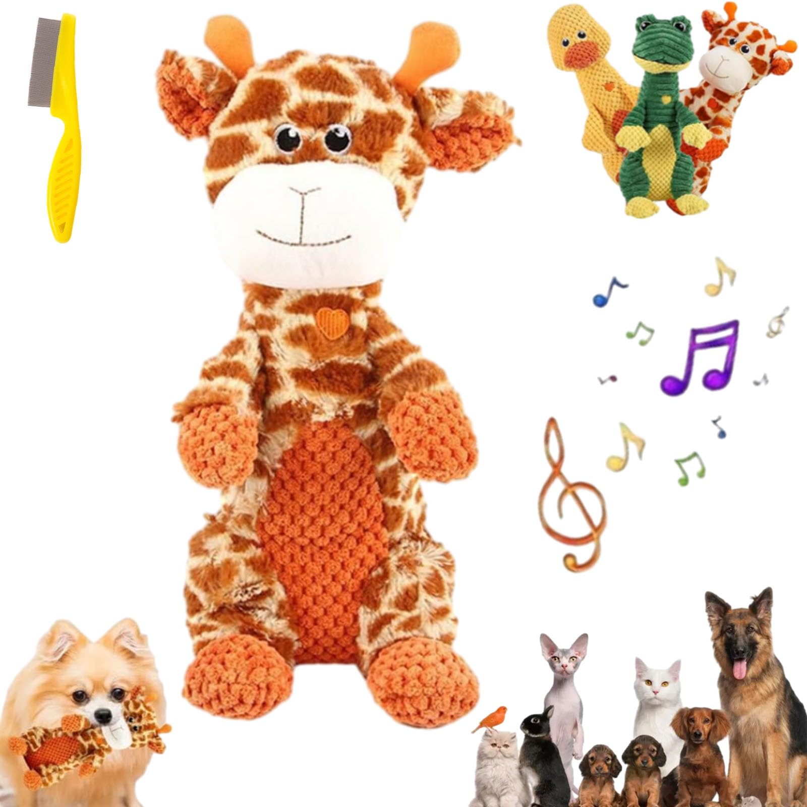 Wowpetsmart Dog Chew Toys, Durachew Dog Toy,Petsboro Robust Bear, Petsboro Bitebuddy Dog Toy, Indestructible Dog Toy for Heavy Chewers, Interactive Dog Toys with Squeake (Giraffe)