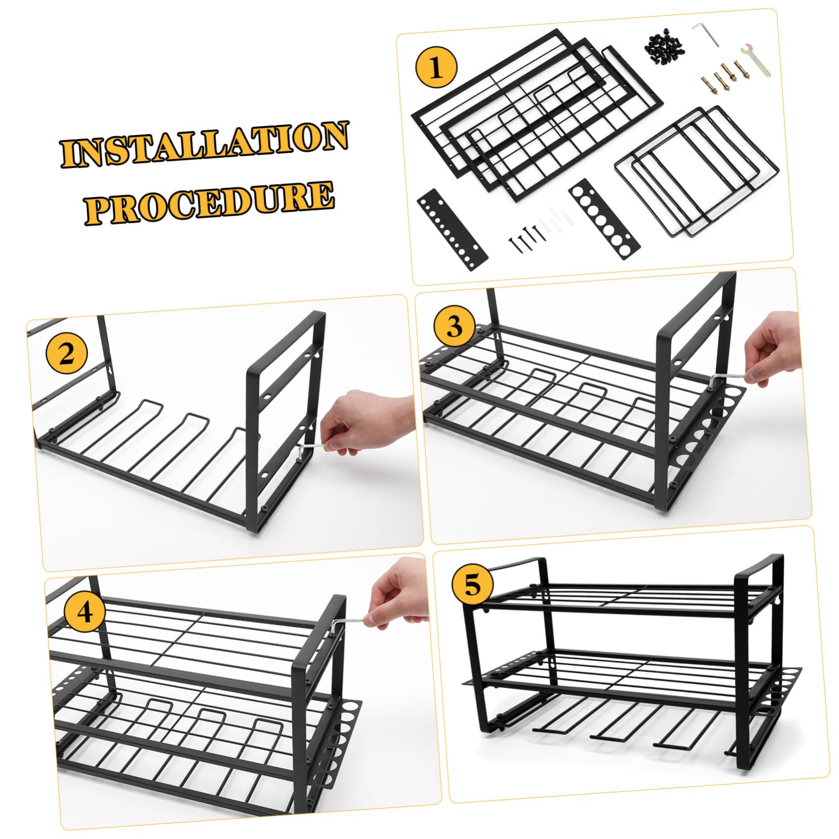 Hohopeti Drill Holder Storage Shelves Screwdriver Multifunctional Storage Rack Tool Room Supplies Garage Shelving Tools Shelves Tool Organizer and Storage Garage Tool Organizer Carbon Steel