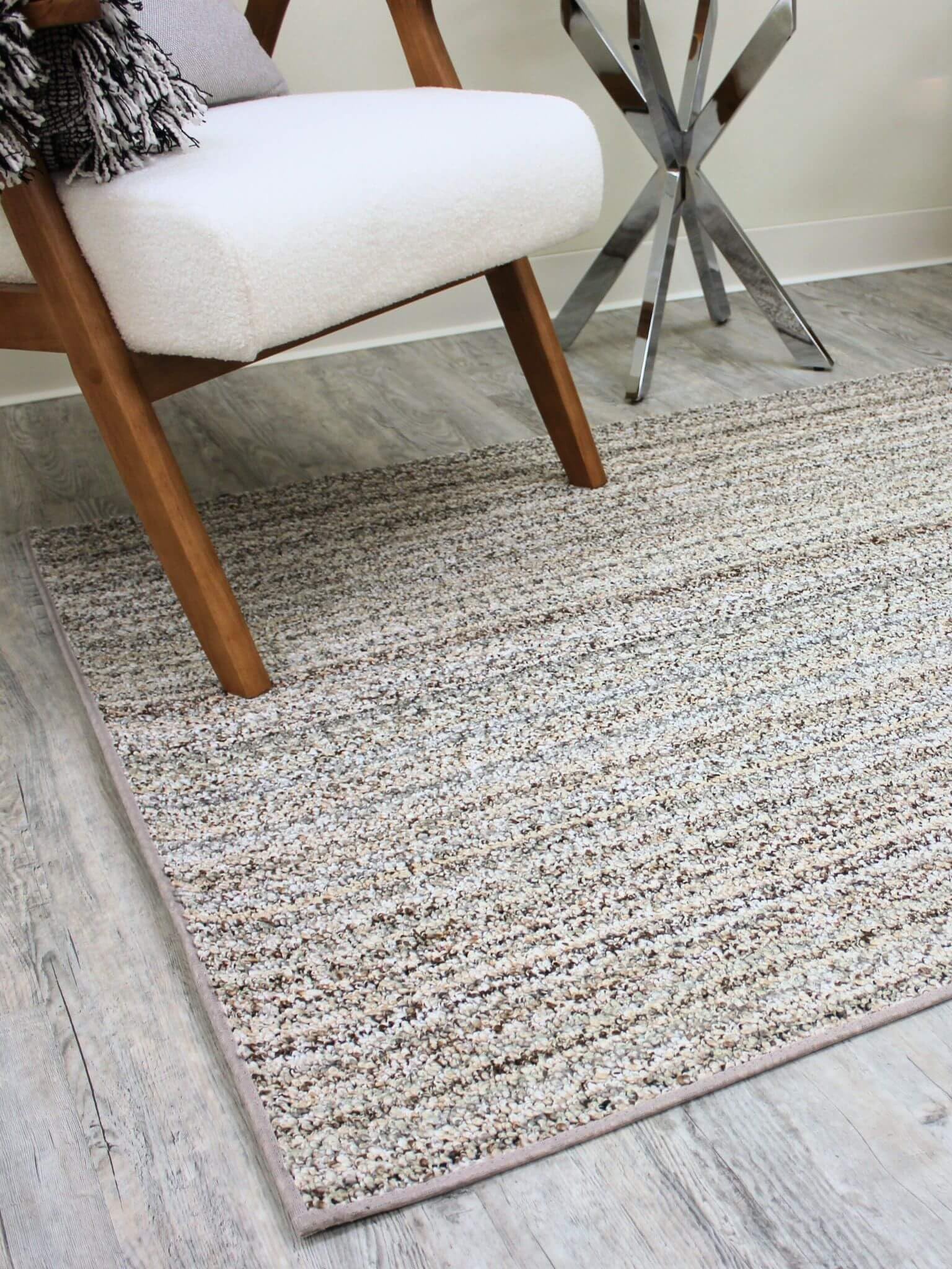 KOECKRITZ Boho Striped Beige Recycled Area Rug | Indoor Berber Loop Pile | Unique Washable Area Rug for Bedroom, Living Room, Kitchen, Office, Dorm & Dining Room | 6' x 9' Boho