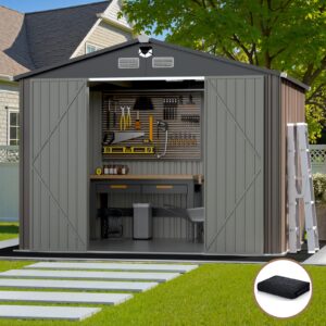 benass outdoor storage shed 10x12 ft,metal tool sheds,waterproof outside storage shed with lockable doors & air vent,storage building for backyard garden