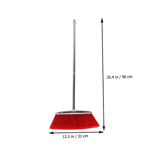 TOKIDNY Home Cleaning Supplies Handle Broom Cleaning Broom Office Cleaning Supplies Floor Broom Commercial Angle Broom Floor Sweeping Broom Floor Scrub Brush Home Broom Stainless Steel Red