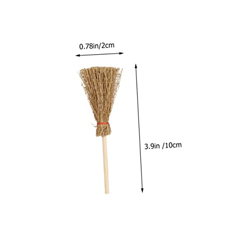 KICHOUSE 18pcs Mini Broom Straw Broom Halloween Small Broom Halloween Witch Broom Mini Broom Hangings Brooms Toy Wizard Flying Broom Decor Toys Mini Wooden Broom Pine Wood Khaki