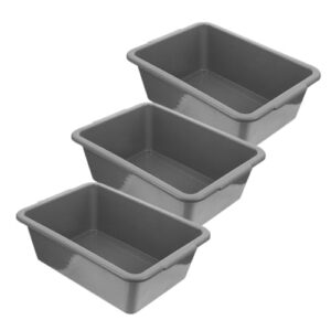 soesfoufu 3pcs restaurant bowl storage box washing basin tub dishpan basin tub commercial tote tubs wash basin tub rectangle utility dish tub meat prep tub utility tub storage bins grey pp