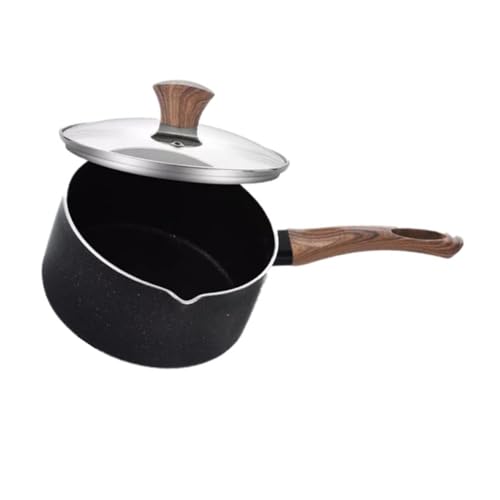 HOLIDYOYO Pot Stainless Cookware Pastel Milk Pan Coffee Heater Butter Coffee Milk Warmer Soup Bowls with Lids Milk Coffee Candy Creamer Fruit Dip Work on Outdoor Cookware Wood Black