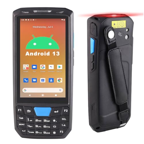 RUGLINE 2024 Android Barcode Scanner, Android13 PDA, 4GB+64GB Barcode Scanner with Keypad, Equip with Honeywell N6703 1D 2D QR Code Scanner, IP66 Inventory Scanner with Software for Warehouse