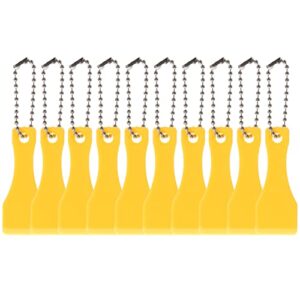 hawillosch 10pcs scraper scratcher with keychain adhesive labels ticket scratcher tools scraping tools scratcher keychains scratcher keyring yellow plastic