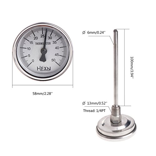 kobeIeen 50/100/150/200/300℃ Bi-Metallic Metal Temperature Gauge for Pipeline Industrial Use