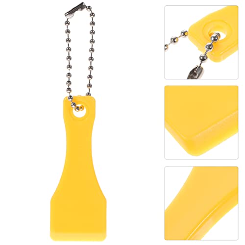 HAWILLOSCH 10pcs Scraper Scratcher with Keychain Adhesive Labels Ticket Scratcher Tools Scraping Tools Scratcher Keychains Scratcher Keyring Yellow Plastic