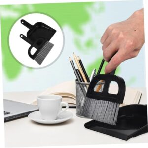 CONGARTENO 1 Set Broom Dustpan Set Brooms Car Automotive Detailing Brush Convenient Mini Broom and Dustpan Desk Cleaner Brush Small Cleaning Brush Dust Pan Cleaning Tool Plastic Black