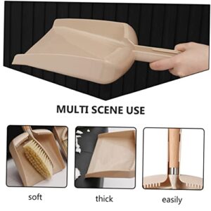 Outanaya 1 Set 2pcs Desktop Dustpan Mini Cleaning Brush Desktop Sweep Cleaning Brush Mini Hand Broom Table Clean Broom Brush Crumb Sweeper Cleaning Kit Table Broom Mini Broom Wooden Beige