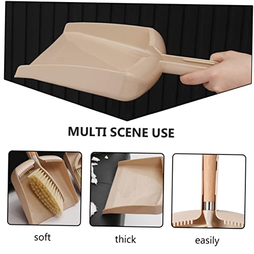 Outanaya 1 Set 2pcs Desktop Dustpan Mini Cleaning Brush Desktop Sweep Cleaning Brush Mini Hand Broom Table Clean Broom Brush Crumb Sweeper Cleaning Kit Table Broom Mini Broom Wooden Beige