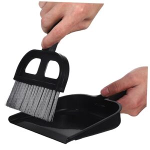 CONGARTENO 1 Set Broom Dustpan Set Brooms Car Automotive Detailing Brush Convenient Mini Broom and Dustpan Desk Cleaner Brush Small Cleaning Brush Dust Pan Cleaning Tool Plastic Black