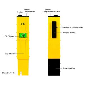 FLEXMAN Digital Ph Meter, Portable High Accuracy PH Tester, Water Quality Tester Analyzer for Aquarium, Fisheries, Swimming Pools, Beverages, Drinking Water, Indoor Plants