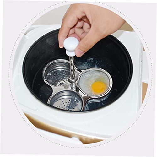 Hoement 2 Pcs Egg Cooker Egg Steamer 2 Egg Poacher Insert Egg Holder Cup Egg Poacher Pan Steamed Egg Cup Egg Boiler Cooker Microwave Egg Boiler Egg Poached Cup Egg Yolk Separator Silver