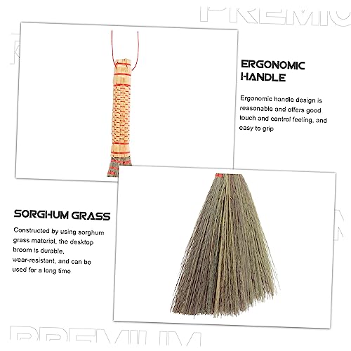 COOLHIYA Hand Broom Household Brooms Dust Removing Broom Sorghum Grass Cleaning Supplies