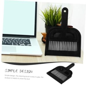 CONGARTENO 1 Set Broom Dustpan Set Brooms Car Automotive Detailing Brush Convenient Mini Broom and Dustpan Desk Cleaner Brush Small Cleaning Brush Dust Pan Cleaning Tool Plastic Black