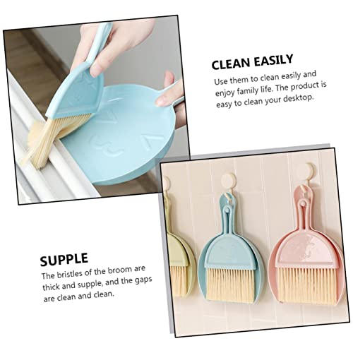 COOLHIYA 4 Sets Desktop Fan Broom Mini Brush and Pan Multifunctional Cleaning Brush Pan and Brush Multi Function Cleaning Brush Dust Brush Table Cleaner Tool Dust Pan Small Pan Nylon Wool