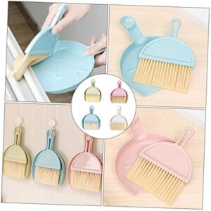 COOLHIYA 4 Sets Desktop Fan Broom Mini Brush and Pan Multifunctional Cleaning Brush Pan and Brush Multi Function Cleaning Brush Dust Brush Table Cleaner Tool Dust Pan Small Pan Nylon Wool