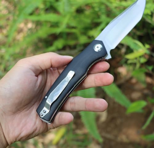 Folding Pocket Knife, 4" D2 Steel Satin Blade Pocket Edc Knife, G10 Handle Small EDC Knife with Pocket Clip, Pocket Knife for Men/women