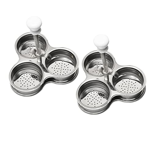 Hoement 2 Pcs Egg Cooker Egg Steamer 2 Egg Poacher Insert Egg Holder Cup Egg Poacher Pan Steamed Egg Cup Egg Boiler Cooker Microwave Egg Boiler Egg Poached Cup Egg Yolk Separator Silver