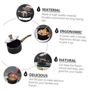 HOLIDYOYO Pot Stainless Cookware Pastel Milk Pan Coffee Heater Butter Coffee Milk Warmer Soup Bowls with Lids Milk Coffee Candy Creamer Fruit Dip Work on Outdoor Cookware Wood Black