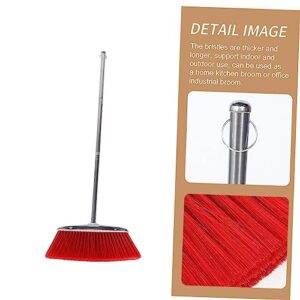 FOYTOKI Long Handle Cleaning Broom Floor Broom Kitchen Brooms for Sweeping Indoor Escobas para Barrer Piso Ground Sweeper Office Broom Cleaning Btush Home Cleaning Broom Flooring Red Nylon