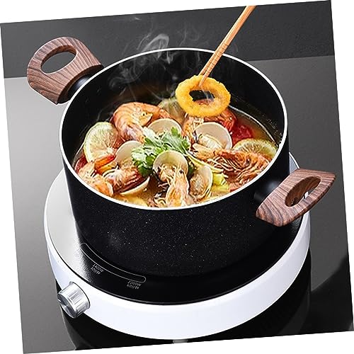 HOLIDYOYO Pot Stainless Cookware Pastel Milk Pan Coffee Heater Butter Coffee Milk Warmer Soup Bowls with Lids Milk Coffee Candy Creamer Fruit Dip Work on Outdoor Cookware Wood Black