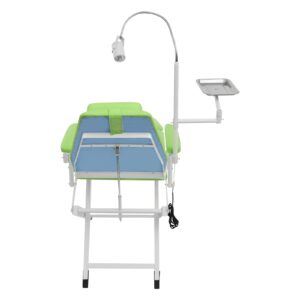 KUMOYOU Portable & Foldable Mobile Den tal Patient Chair, Folding Freestanding Den tal Bed with 360° Rotating LED Light and Tray, Ideal for Clinics and Hospitals