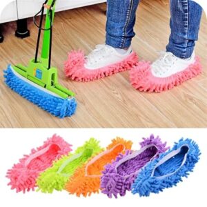 Gwroyx Cleaning Slippers Shoes Cloth Mopping Shoes Home Floor Washable Cleaning Microfiber Cloth(Blue)